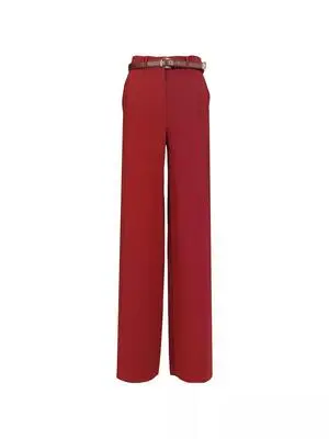 Max Mara Belted Wide-leg Trousers - Red