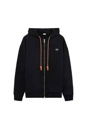 Loewe Anagram Embroidered Zip-up Hoodie - Black