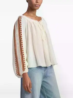 Zimmermann Aster Embroidered Ruffled Blouse