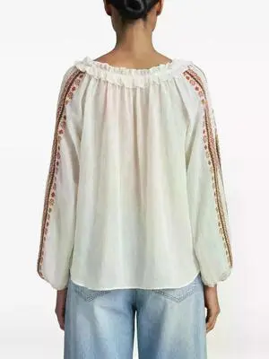 Zimmermann Aster Embroidered Ruffled Blouse