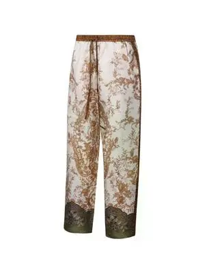 PIERRE-LOUIS MASCIA Aloe Floral-print Silk Trousers - White