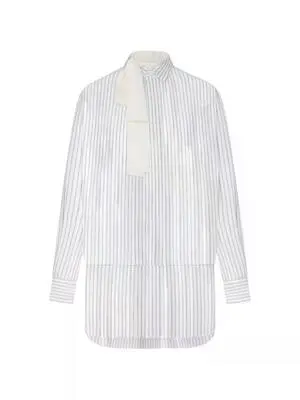 Sacai Mini Striped Tie-neck Dress - White