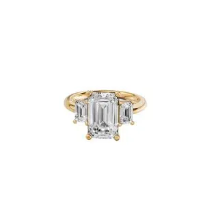 AYA FINE JEWELRY 4.35 Ctw Emerald Cut Diamond Engagement Ring - Yellow