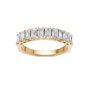 AYA FINE JEWELRY 14k Gold Emerald Cut Lab Grown Diamond Half Eternity Ring - Yellow