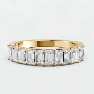 AYA FINE JEWELRY 14k Gold Emerald Cut Lab Grown Diamond Half Eternity Ring - Yellow