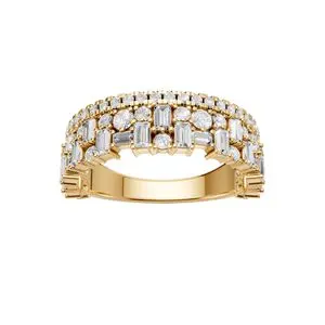 AYA FINE JEWELRY 1.29 Ctw Mixed Cut Lab-grown Diamond Statement Band Ring In 14k Gold - Yellow