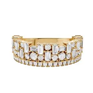 AYA FINE JEWELRY 1.29 Ctw Mixed Cut Lab-grown Diamond Statement Band Ring In 14k Gold
