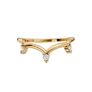 AYA FINE JEWELRY 14k Gold Round Lab Diamond Stackable Crown Band - Yellow