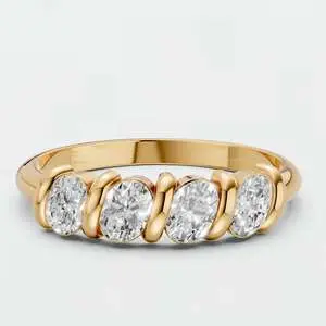 AYA FINE JEWELRY 14k Gold Oval Lab Grown Diamond Half Eternity Band - Yellow