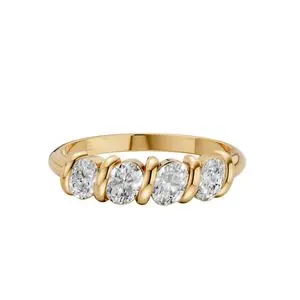 AYA FINE JEWELRY 14k Gold Oval Lab Grown Diamond Half Eternity Band - Yellow