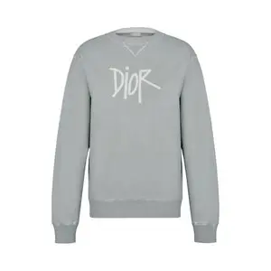 Dior X Shawn Stussy Bee Garment-dyed Sweatshirt - Grey