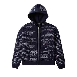 WHO DECIDES WAR Scripture Zipper Hoodie 'indigo - Blue