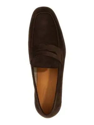 TOD'S Pashmy Suede Deconstructed Loafers With Penny Strap And Embossed Monogram
