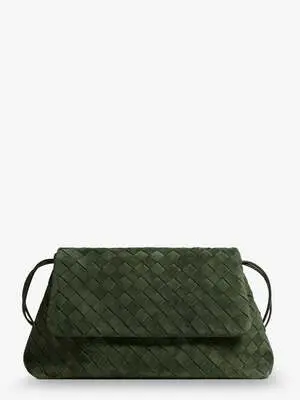 Bottega Veneta Suede Intrecciato Shoulder Bag - Multicolor