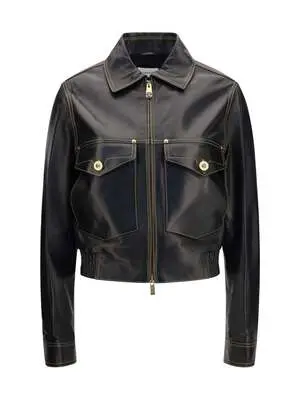 Versace Nappa Leather Blouson Jacket With Medusa Accents