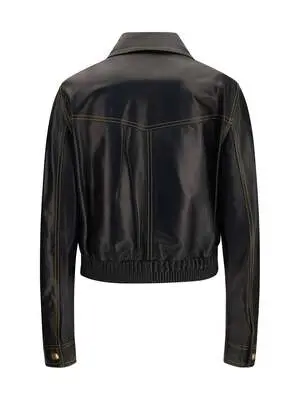Versace Nappa Leather Blouson Jacket With Medusa Accents
