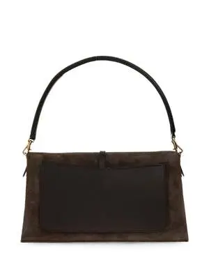 TOD'S Small Suede Timeless Flap Bag With T-detail - Brown