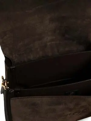 TOD'S Small Suede Timeless Flap Bag With T-detail - Brown