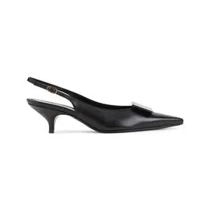 Celine Signature Pointed Toe Slingback With 50 Mm Heel - Black