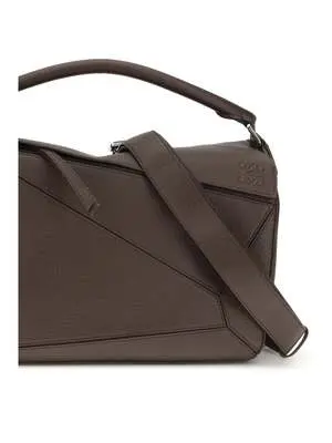 Loewe Large Puzzle Bag In Garnet Calfskin - Brown