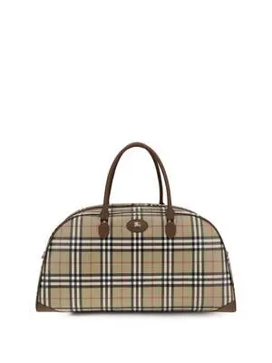 Burberry Check Travel Duffle Bag - Cream