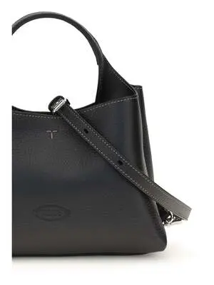 TOD'S Micro Leather Handbag With T Timeless Accessory - Black