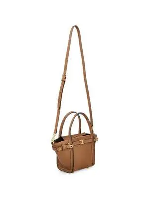 TOD'S T Signature Leather Mini Shopper Bag - Brown