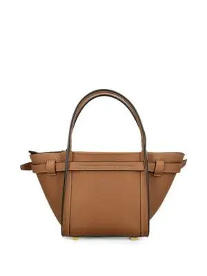 TOD'S T Signature Leather Mini Shopper Bag - Brown