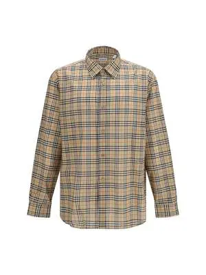 Burberry Check All-over Cotton Shirt - Cream