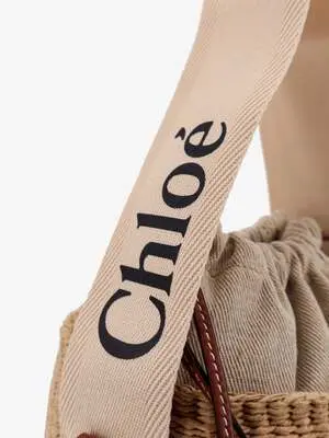 Chloé Woody Raffia Bucket Bag - White