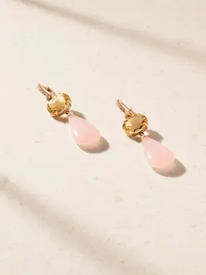 Irene Neuwirth 18-karat Gold, Diamond, Chalcedony, And Beryl Drop Earrings - Pink