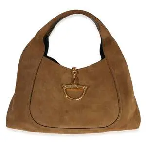 Gucci Suede Horsebit Shoulder Bag - Brown