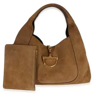 Gucci Suede Horsebit Shoulder Bag - Brown