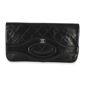 CHANEL Chanel Quilted Shiny Calfskin Fold Clutch