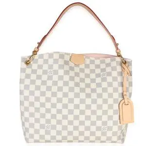 LOUIS VUITTON Louis Vuitton Damier Azur Canvas Graceful PM Shoulder Bag Beige
