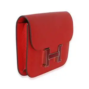 Hermès Epsom Rouge De Coeur Constance Slim Wallet Phw - Red