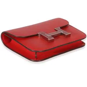 Hermès Epsom Rouge De Coeur Constance Slim Wallet Phw - Red