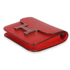 Hermès Epsom Rouge De Coeur Constance Slim Wallet Phw - Red