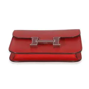 Hermès Epsom Rouge De Coeur Constance Slim Wallet Phw - Red