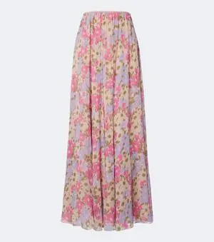 Valentino Garavani Floral Silk Crêpe De Chine Maxi Skirt