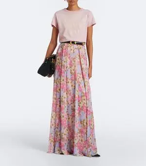 Valentino Garavani Floral Silk Crêpe De Chine Maxi Skirt