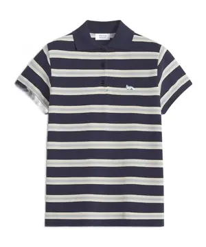 Maison Kitsuné Baby Fox Patch Striped Polo Shirt - Black