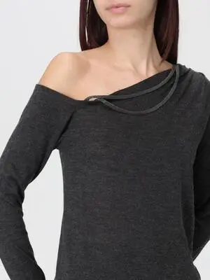 Brunello Cucinelli One-shoulder Long-sleeve Knit Jumper