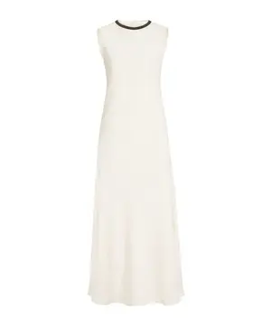 Brunello Cucinelli Beaded Twill Midi Dress