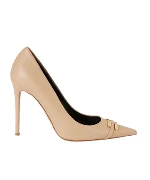 Elisabetta Franchi Logo Pointed High Heels - Camel
