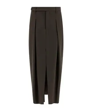 Brunello Cucinelli Curved Front-split Midi Skirt - Brown