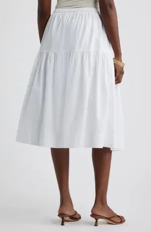 Caslon Drop Waist Poplin Midi Skirt