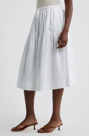 Caslon Drop Waist Poplin Midi Skirt