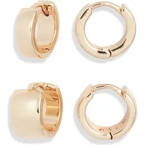 OPEN EDIT Set Of 2 Huggie Hoop Earrings - Gold