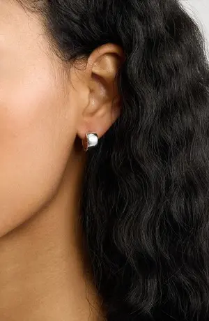OPEN EDIT Set Of Two Huggie Hoop Earrings - Silver